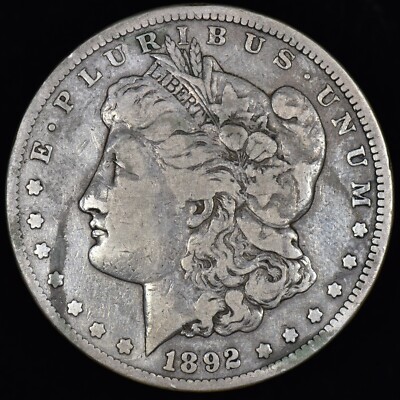 1892-CC $1 MORGAN SILVER DOLLAR VF DETAILS VERY FINE COIN SCARCE ...