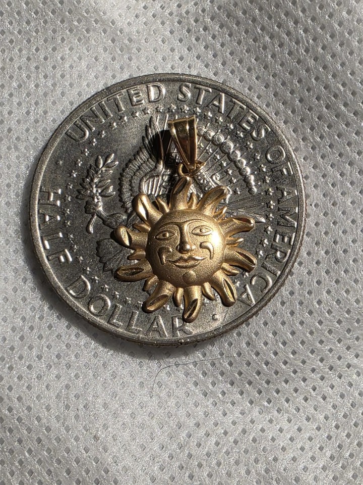 14K Gold Sun Face Pendant SOLAR SunSHINE 0.9” 1.47g | eBay