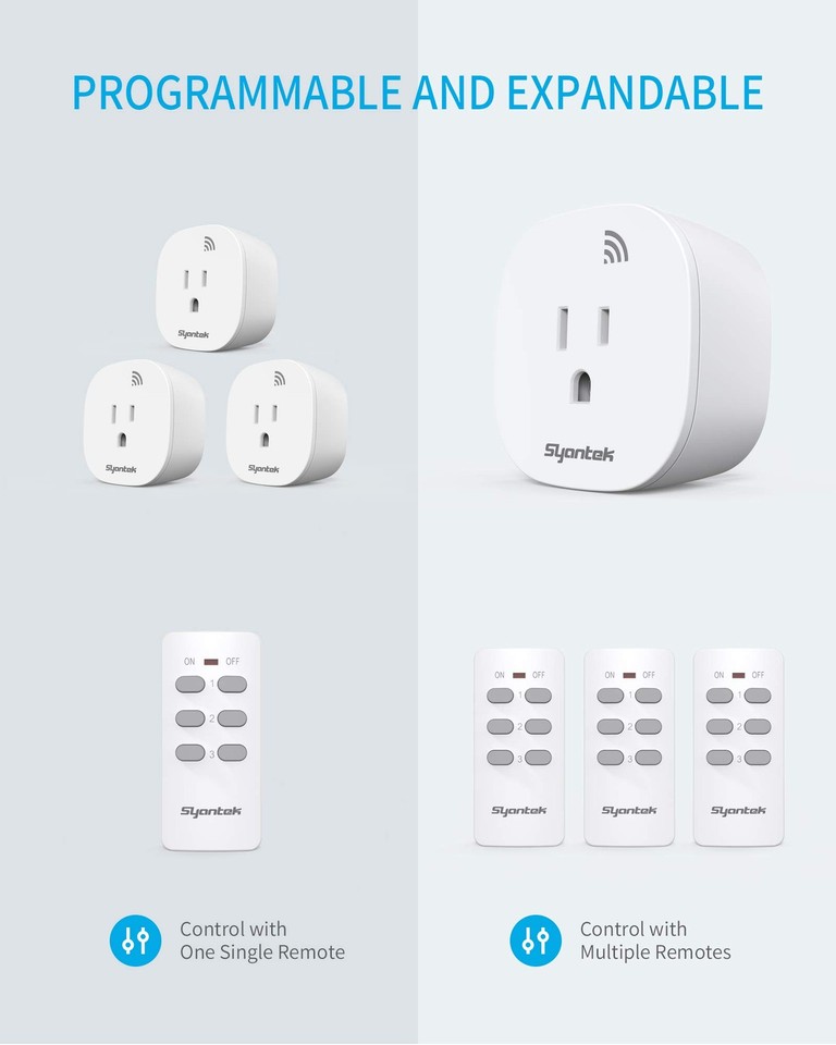 Wireless Remote Control Outlet Switch Kit 3 Outlets + 1 Remote 100 ft ...