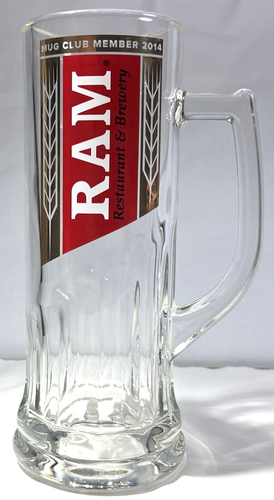 RAM Restaurant & Brewery Glass Beer Stein - Mug Club Member 2014 - 0.5 ...