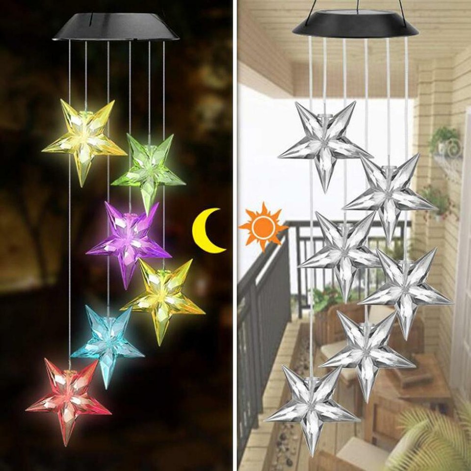 Solar Powered LED Wind Chime Lights Color-Changing Yard Garden Decor ...