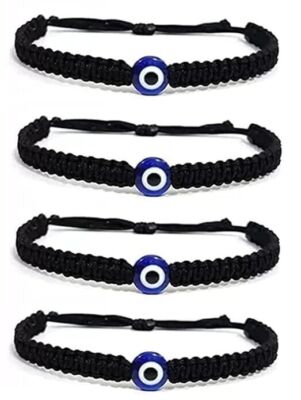 Adjustable Nazar Evil Eye Thread Bracelet For Men & Women, BLACK, Pack ...