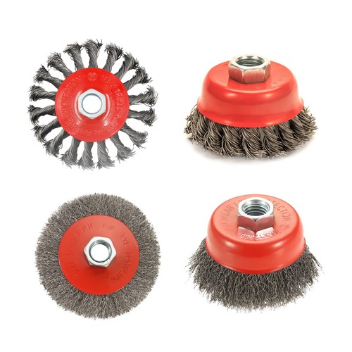 4 Pack Wire Wheel Brush Set for Angle Grinders, 4 & 3 Inch, 5/8'-11 ...