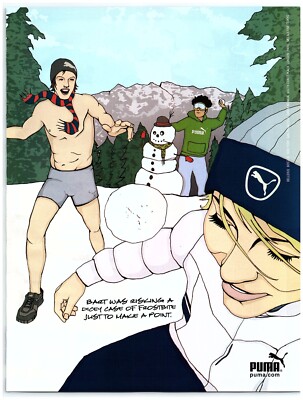 2003 Puma Print Ad, Sneaker Shoe Outside Snowball Fight Snowman ...
