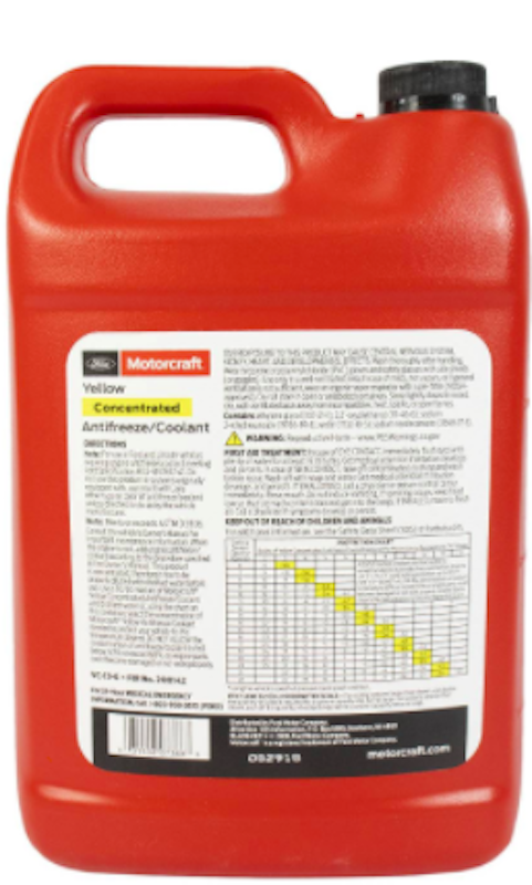 Genuine OEM Ford Motorcraft Yellow Concentrated Antifreeze Coolant 1 ...