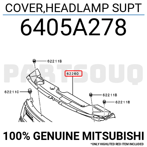 6405A278 Genuine Mitsubishi COVER,HEADLAMP SUPT | eBay