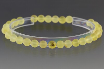 Genuine BALTIC AMBER Unpolished Opaque ROUND Beads Fossil Bracelet 4.5g ...