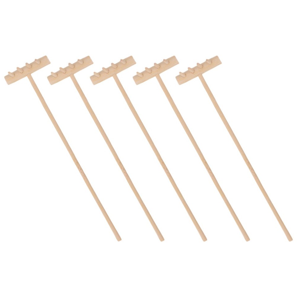 5 Pcs Wooden Garden Sand Tray Rakes Miniature Tabletop Rakes For Desk ...