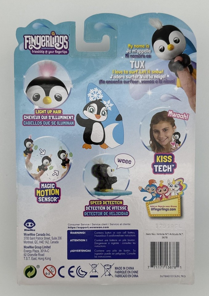 WowWee Fingerlings "Tux" Baby Surfing Penguin Interactive Toy Ages 5 ...