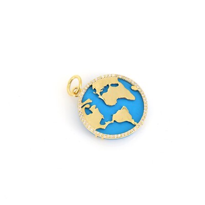Earth charm Pendant 14k Yellow Gold Charm Pendant Women's Wedding ...