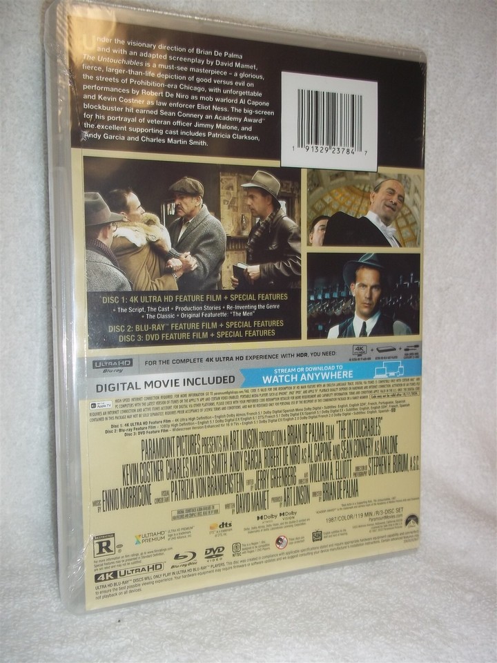 The Untouchables (4K/Blu-ray/DVD, 2022) Kevin Costner Robert De Niro ...