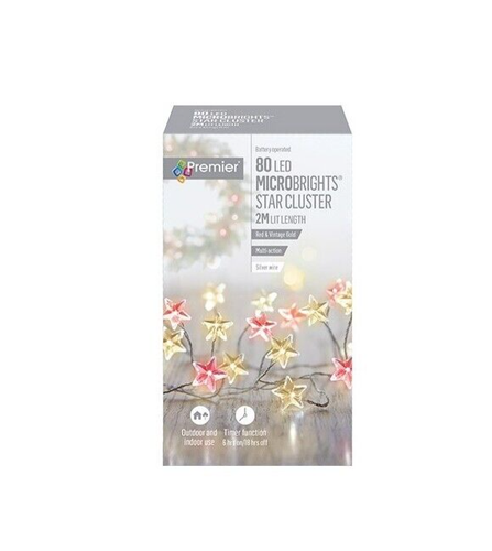 Premier 80 LED Multi Action Red & Gold Star Cluster Micro Brights with ...