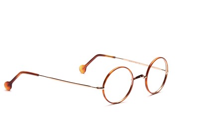 Runde Metallfassung Mod 1700W Brille Gold mit Windsorrand Hell, 40mm ...