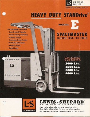 Fork Lift Truck Brochure - Lewis-Shepard - Model E Spacemaster - 5 item ...