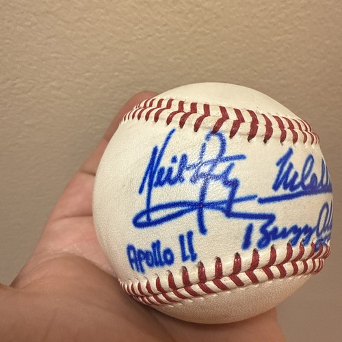 Autographed Signed Neil Armstrong Michael Collins Buzz Aldrin Baseball ...