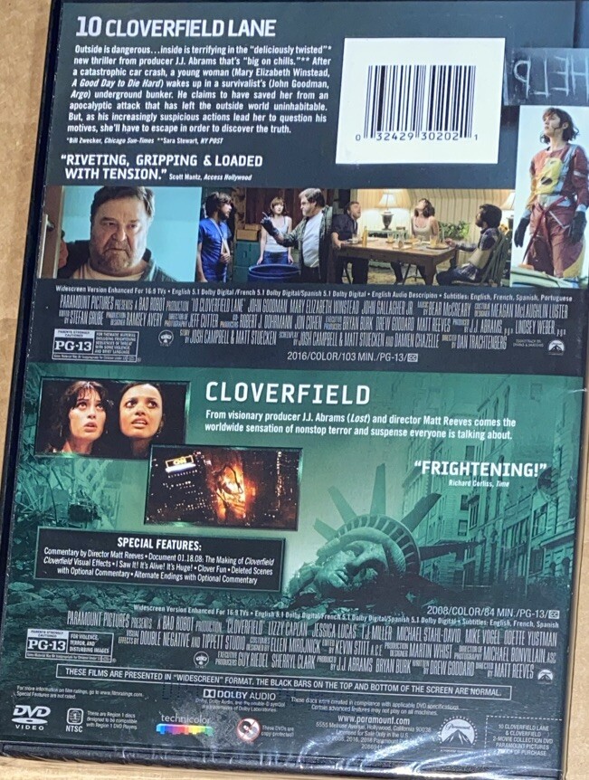 10 Cloverfield Lane / Cloverfield 2-movie collection (DVD) NEW, sealed ...