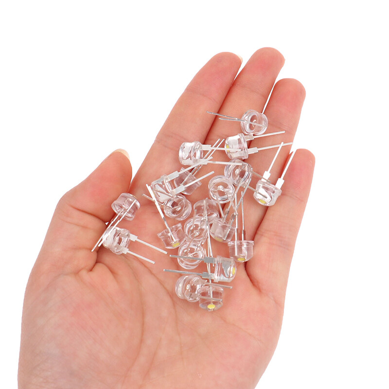 20Pcs LED 8mm Straw Hat Lamp Bead White Cold Light 0.75W Light-emitting ...