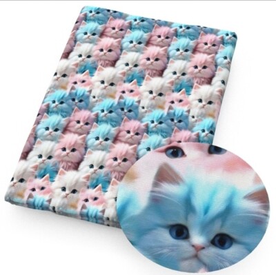 Kitten cotton candy cats Polyester Cotton blend fabric 20"x55" 1250241 ...