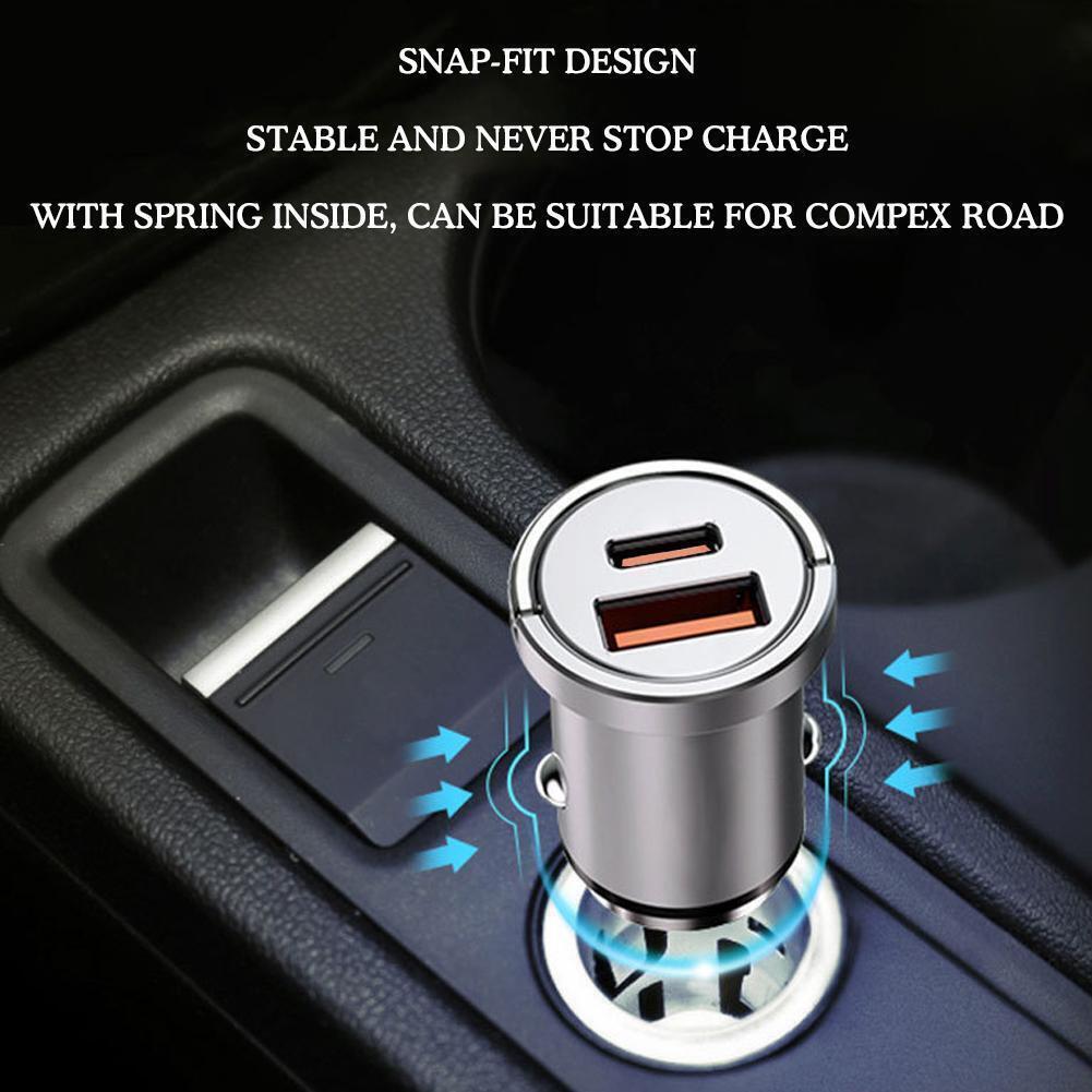 Mini USB Type-C Car Phone Charger 30W Fast Charging AccessoAU PD+QC ...