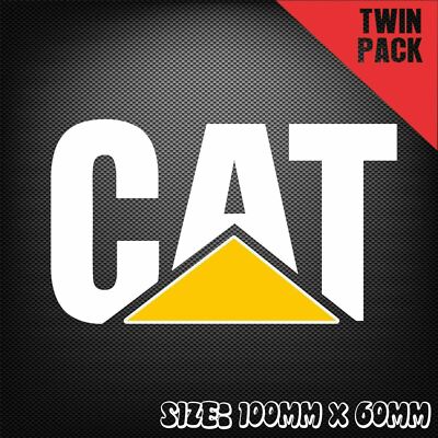 2x CAT CATERPILLAR Powered Sticker Decal Excavator Bulldozer Tractor ...