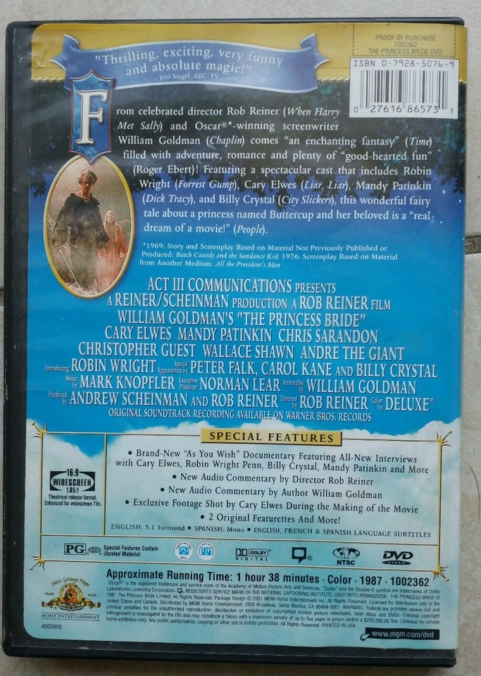 The Princess Bride (Special Edition) DVD 27616865731 | eBay
