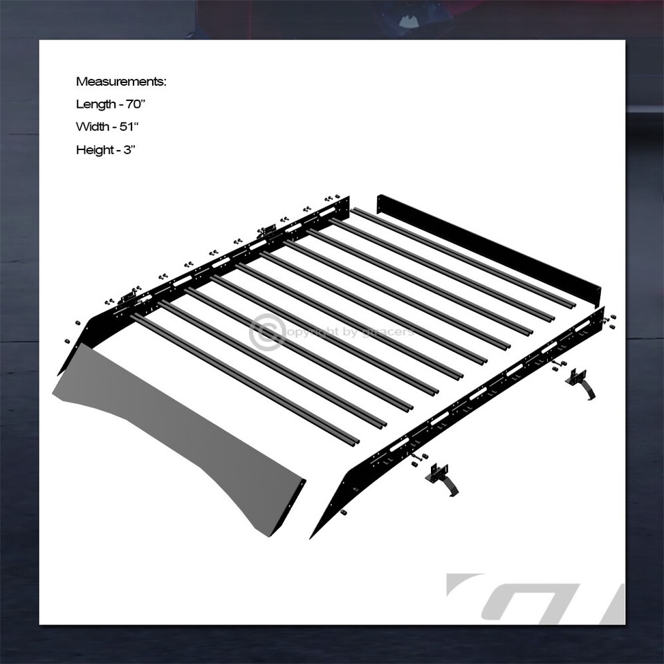 For 2014-2021 Tundra CrewMax Blk Modular Window Frames Roof Basket+Wind ...