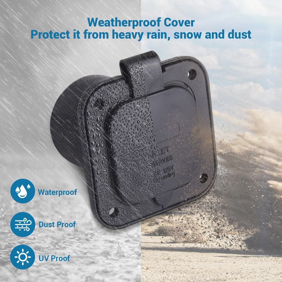 15Amp NEMA 5-15P AC Power Port Plug 125V RV Shore Inlet Plug Cover for ...