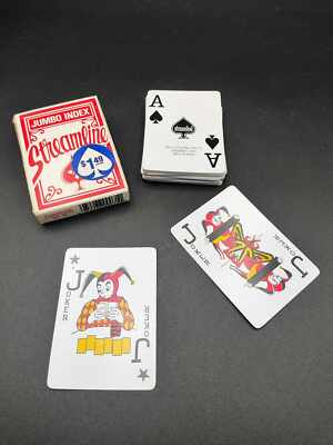 Vtg. Streamline Jumbo Index - No. 7R - Jester Joker Poker Playing Cards ...
