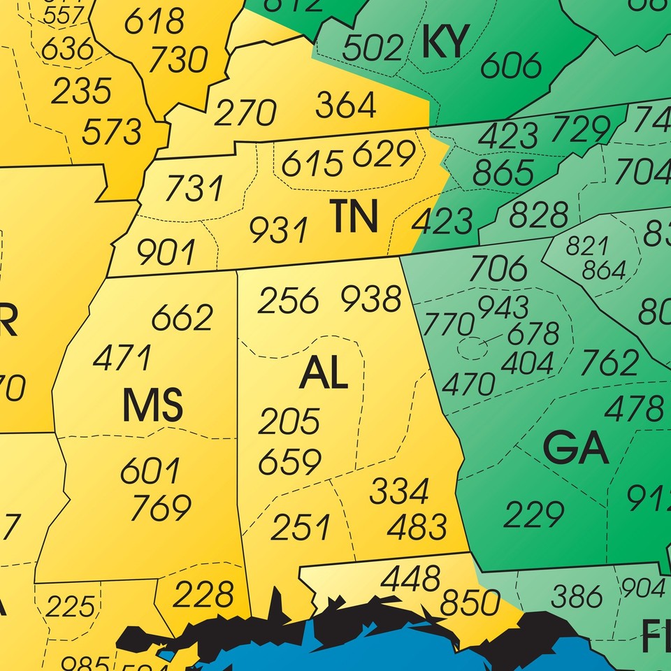 North America Laminated Gloss Time Zone Area Code Map with Reverse ...