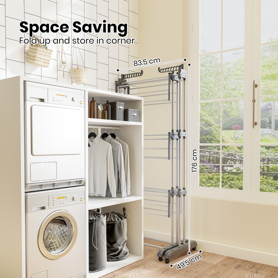 Airer Clothes Drying Rack,4-Tier Foldable Clothes Hanger Adjustable ...