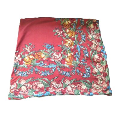 2~Pottery Barn Cushion/Pillow covers Linen blend Red/Floral 24"x24" Zip ...