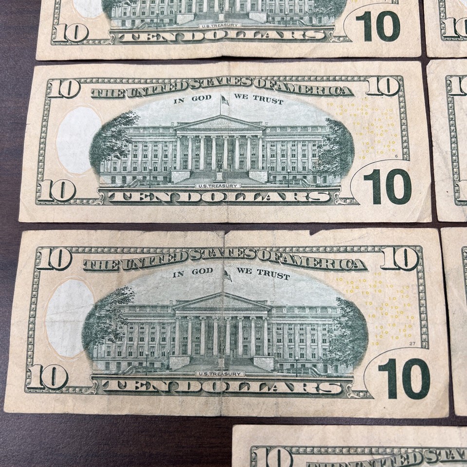 Lot 7 Star Notes Ten Dollar Bills ($70) U.S. Money 2009 2013 2017 ...