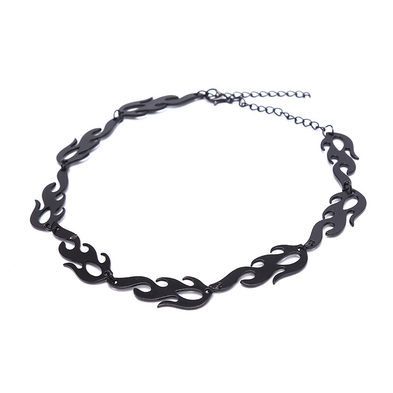 Punk Flame Necklace Clavicle Hip Hop Chain Metal Choker Men Women ...