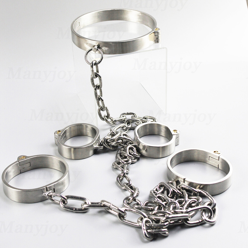 Heavy Duty Stainless Steel Bondage Handcuff Ankle Cuffs BDSM leg Open ...