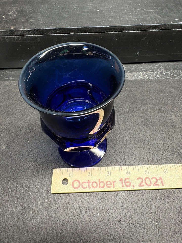 9 Lovely Vintage Mid Century Indiana Cobalt Blue Kings Crown Stemmed ...