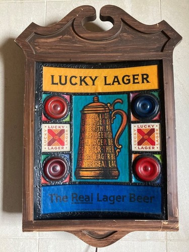 Vintage Lighted Lucky Lager Beer Sign | eBay