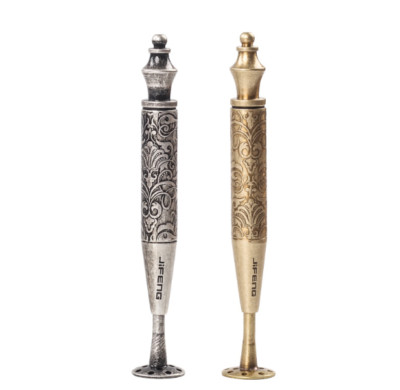 Antique 2 in 1 Carved Smoking Pipe Tamper Brass Pick Tool Tamp Vintage ...