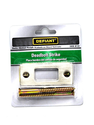 Defiant Deadbolt Strike Satin Nickel w/ Security Screws 2-3/4" 389613 ...