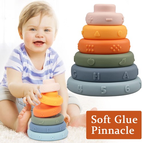 Baby Soft Building Blocks Stacking Rings Toy Sets Educational Sensory ...