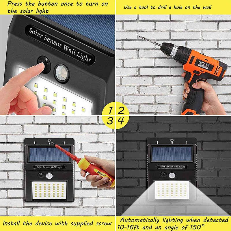 20 LED Solar Powered PIR Motion Sensor Light Outdoor Garden Security ...