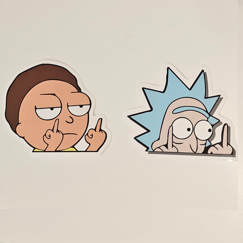 Rick and Morty Vinyl Decal Stickers 4 Pcs – 5" Funny Middle Finger ...