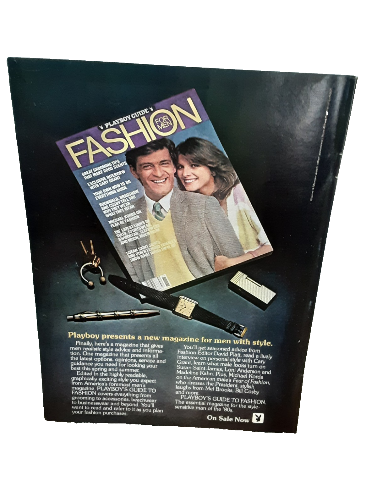 1981 Playboy Guide to Fashion Ad Men's Style Magazine Cary Grant Watch ...