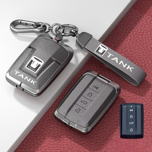 Alloy+ Leather Car Key Fob Cover For Great Wall GWM WEY TANK 300 400 ...