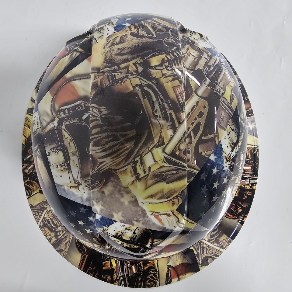 full brim hard hat custom hydro dipped IN AMERICAN SOLDIER USA ...