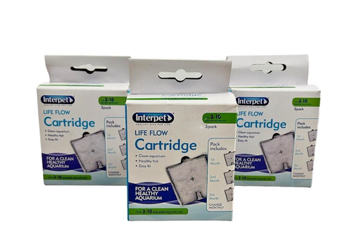 Interpet Life Flow Fish Tank Filter for 3-10 Gallon Aquariums 3 pks/9 ...