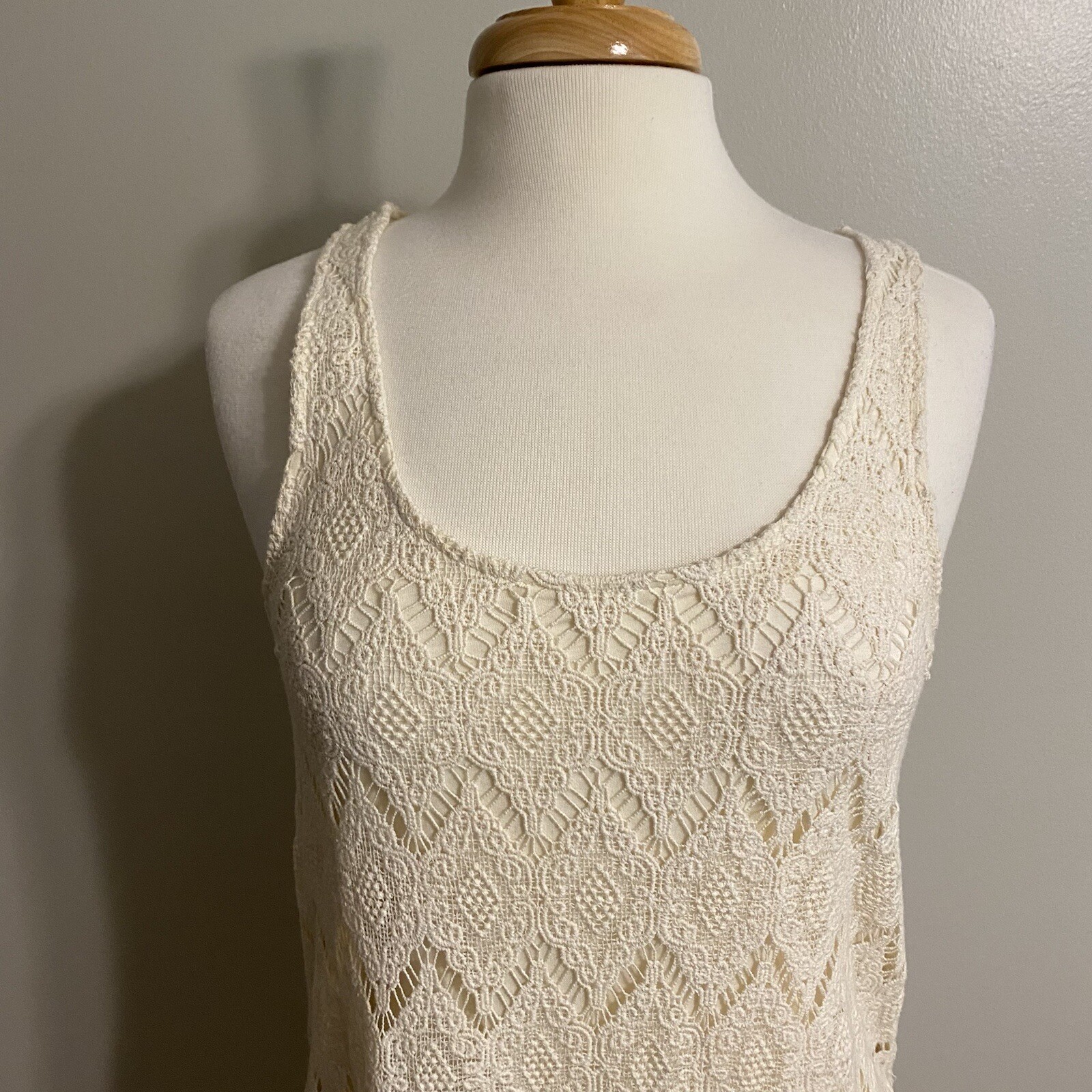 White Crow cream crochet full length tank medium - Gem