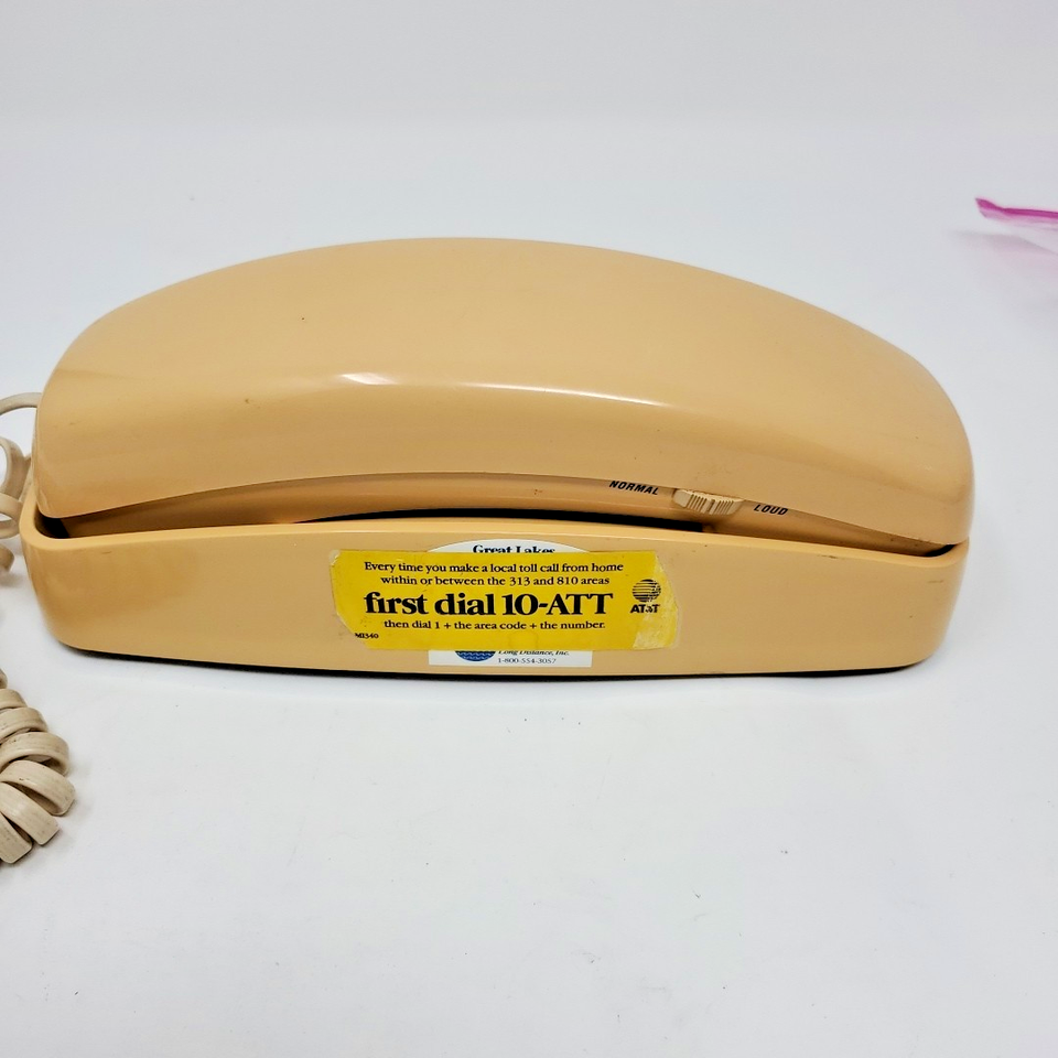 Vintage Beige Tan Princess Touch-Tone Phone AT&T 210 Trimline Telephone ...
