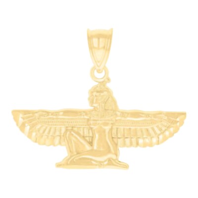 10k Yellow Gold Egyptian Goddess Isis Charm Pendant Small For Necklace ...