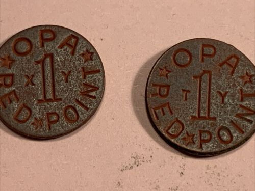 1940's WW2 Ration Points. 7 Red & 1 Blue. @Rare@ Fun to collect. Great ...