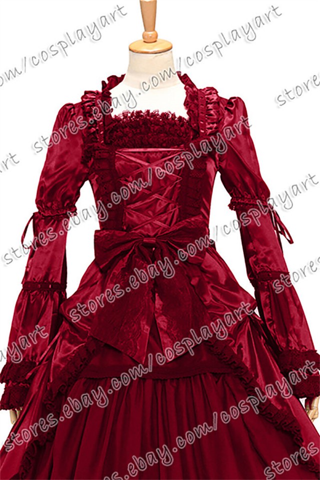 Lady Victorian Gothic Punk Ruffles Velvet Cute Ball Gown Wedding Formal ...
